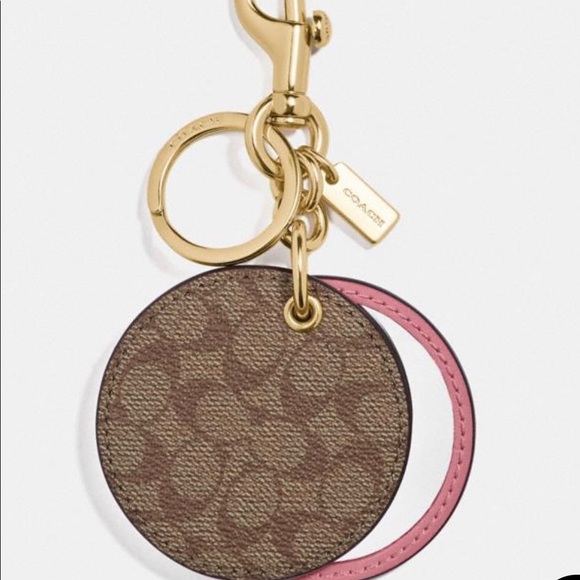 Coach | Accessories | Coach Mirror Bag Charm In Signature Canvas Nwt In ...